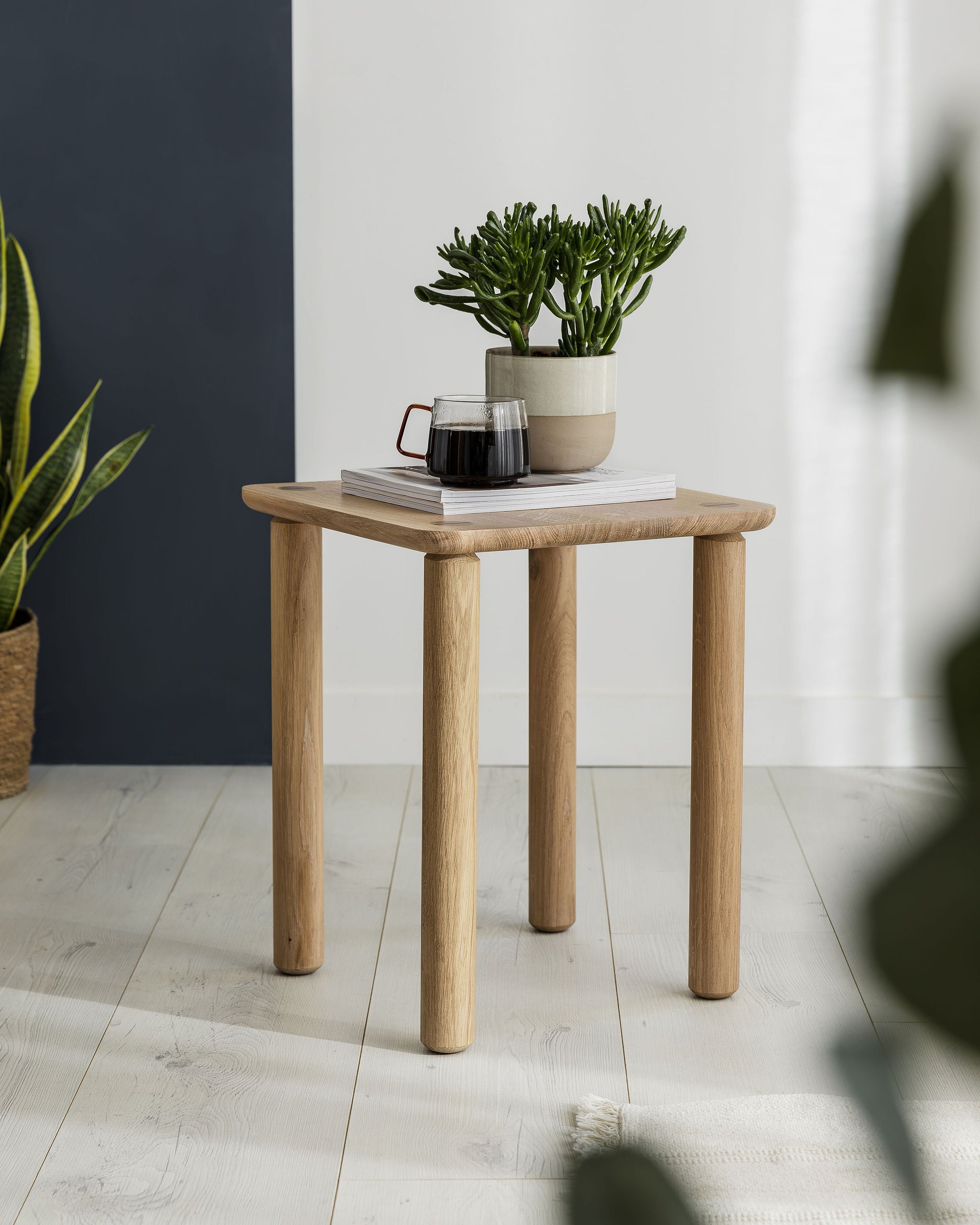 'Wellington' Side Table. Quarter Sawn Pippy Oak With Walnut – Colin & Peg